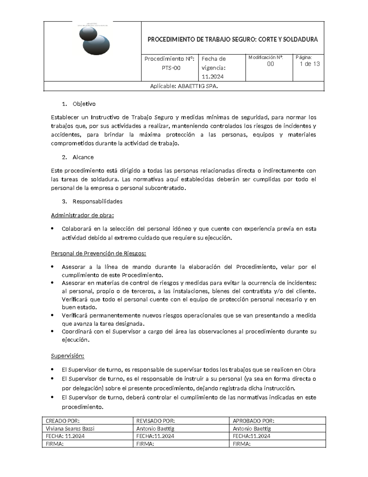 PTS corte y soldadura - PROCEDIMIENTO DE TRABAJO SEGURO - Procedimiento ...