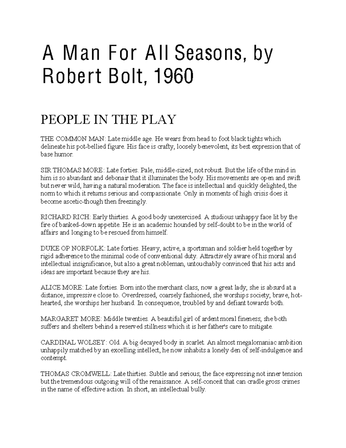 A Man for All Seasons (215771801): Character Analysis and Insights ...