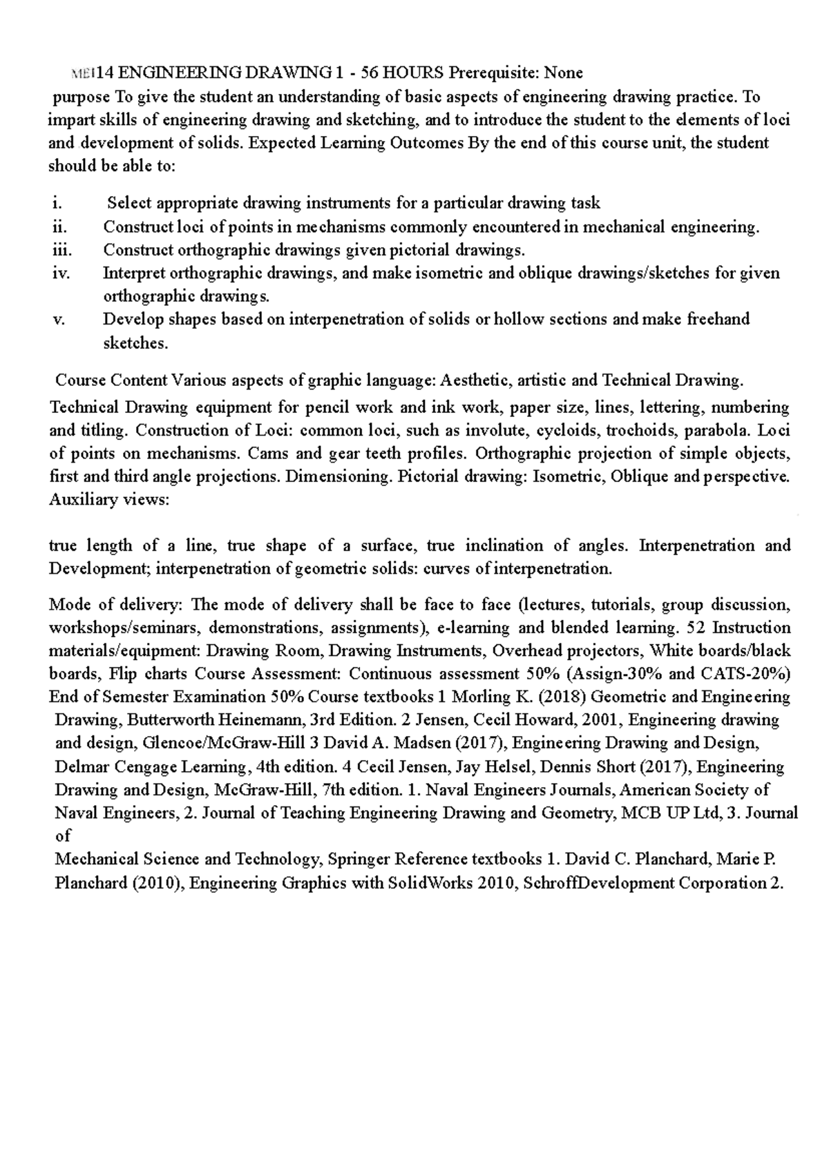 Engineering Drawing 1 (ENG 101) Course Overview and Skills - Studocu