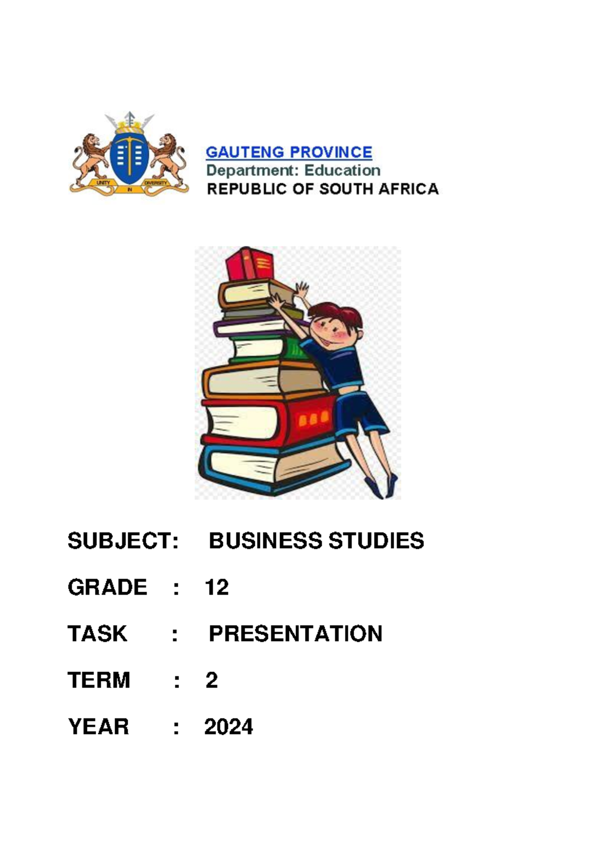 Grade 12 Business Studies Term 2 SBA Task Presentation 2024 - Studocu