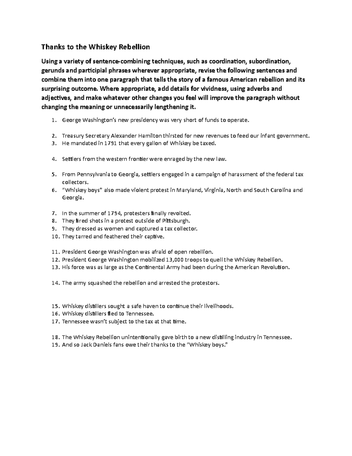 whiskey rebellion answers - Thanks to the Whiskey Rebellion Using a ...
