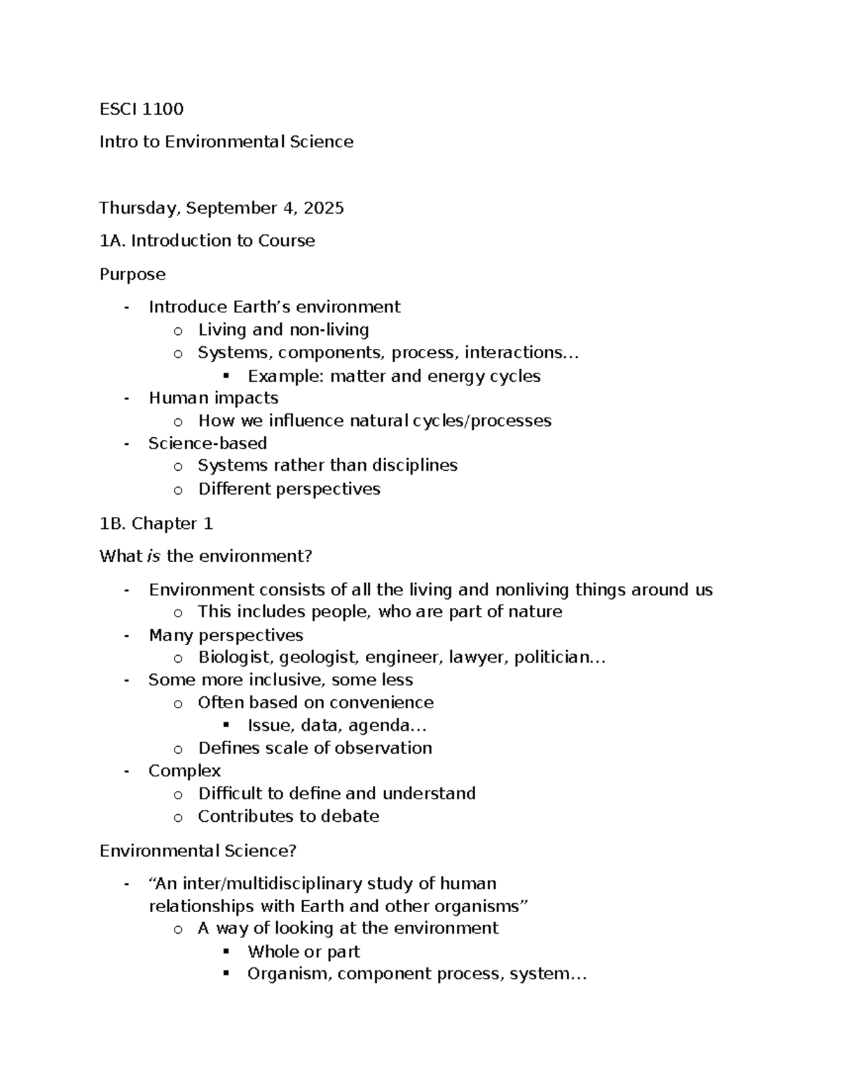ESCI 1100 Chapter 3: Understanding Earth's Major Subsystems and ...