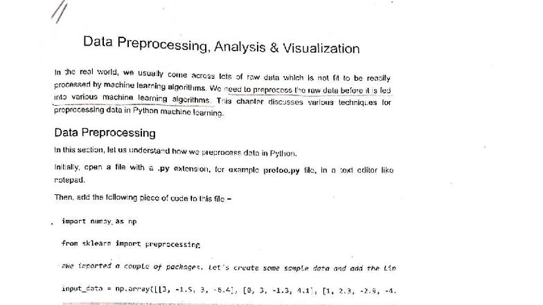 DSML Unit 2: Data Preprocessing, Analysis & Visualization Techniques - Studocu
