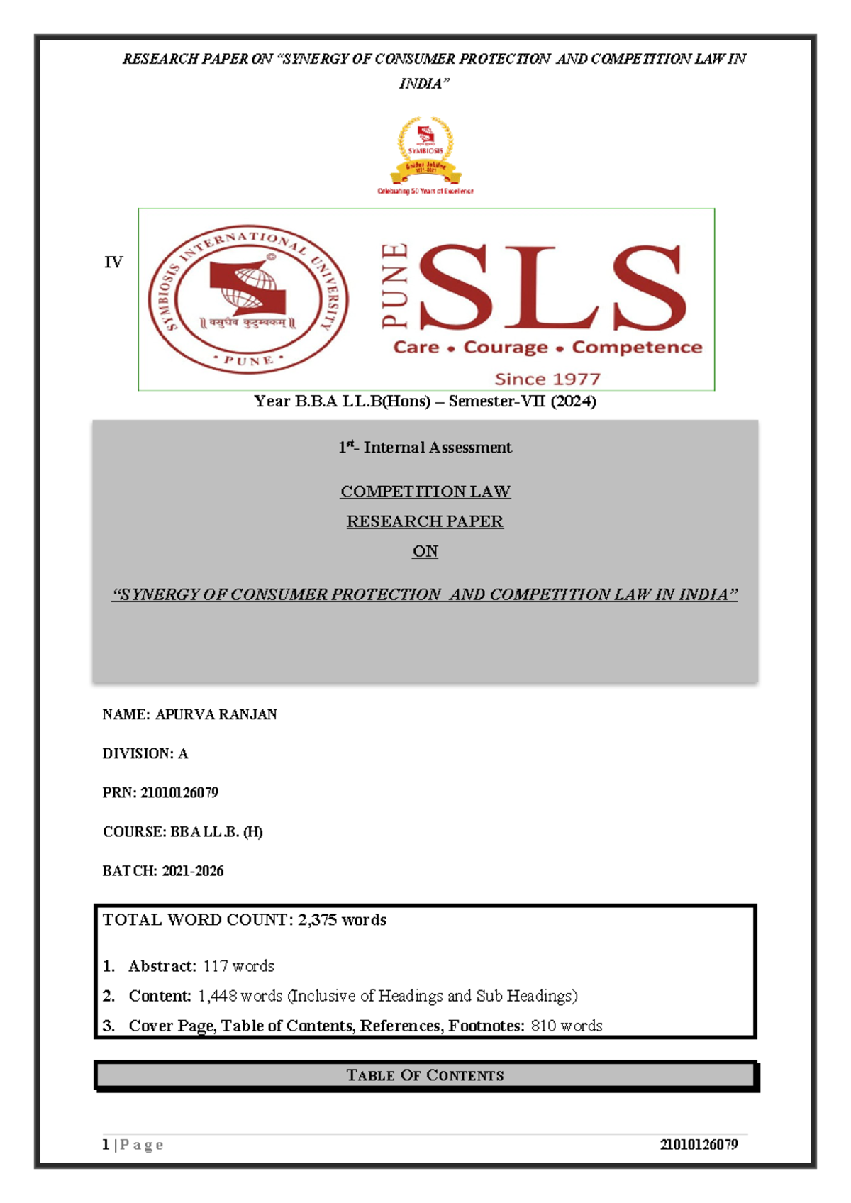 21010126079 COMPETITION LAW: Consumer Protection and Competition ...