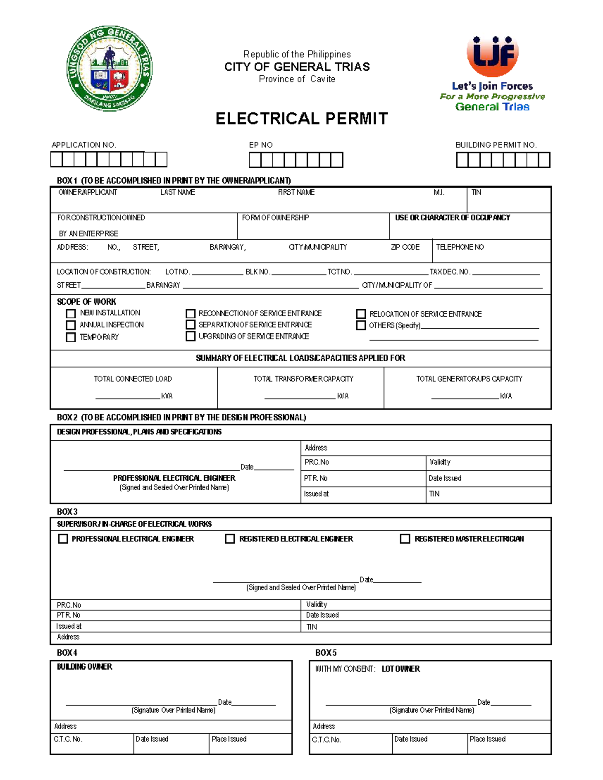 Electrical Permit Application - City of General Trias, Cavite - Studocu