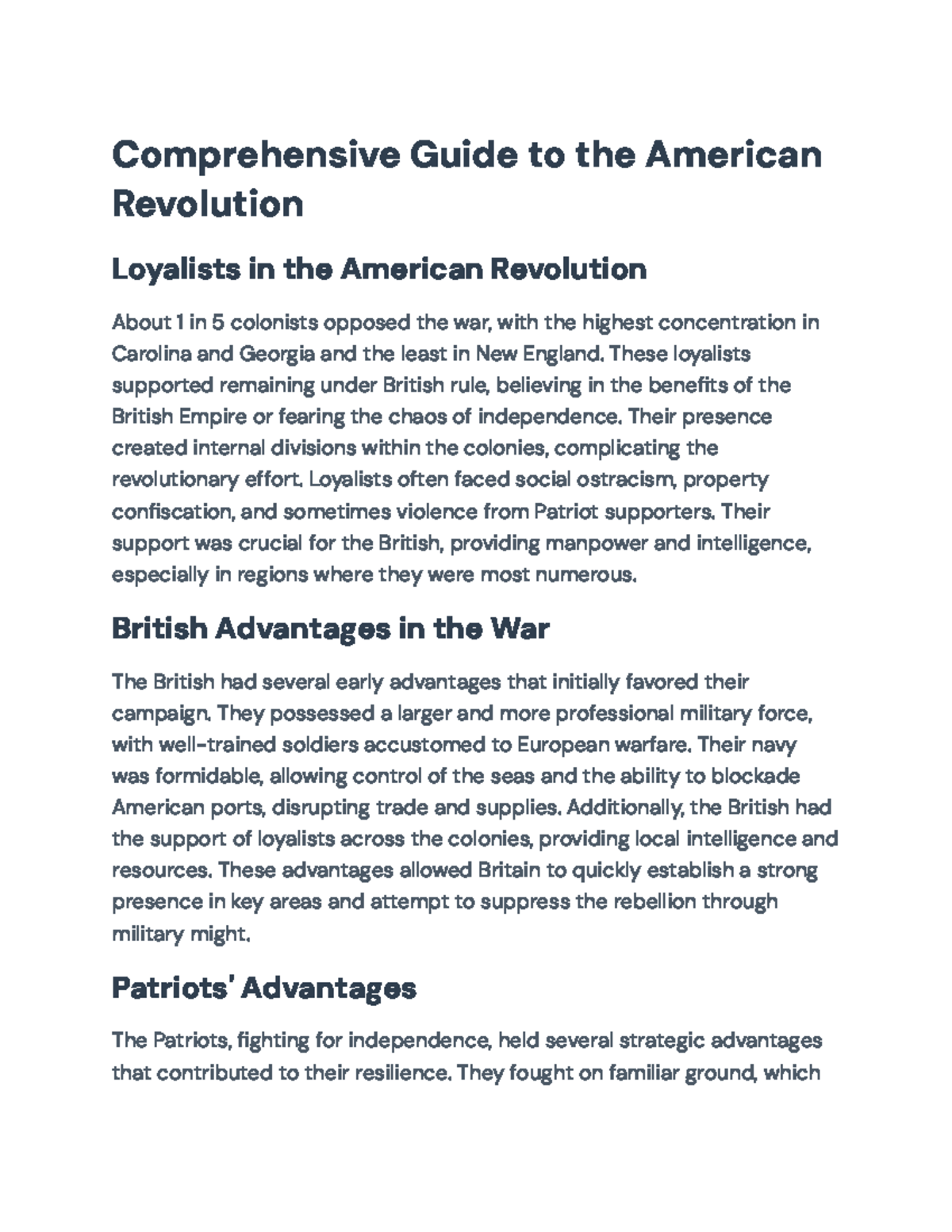 Comprehensive Guide to the American Revolution: Key Events & Loyalists ...