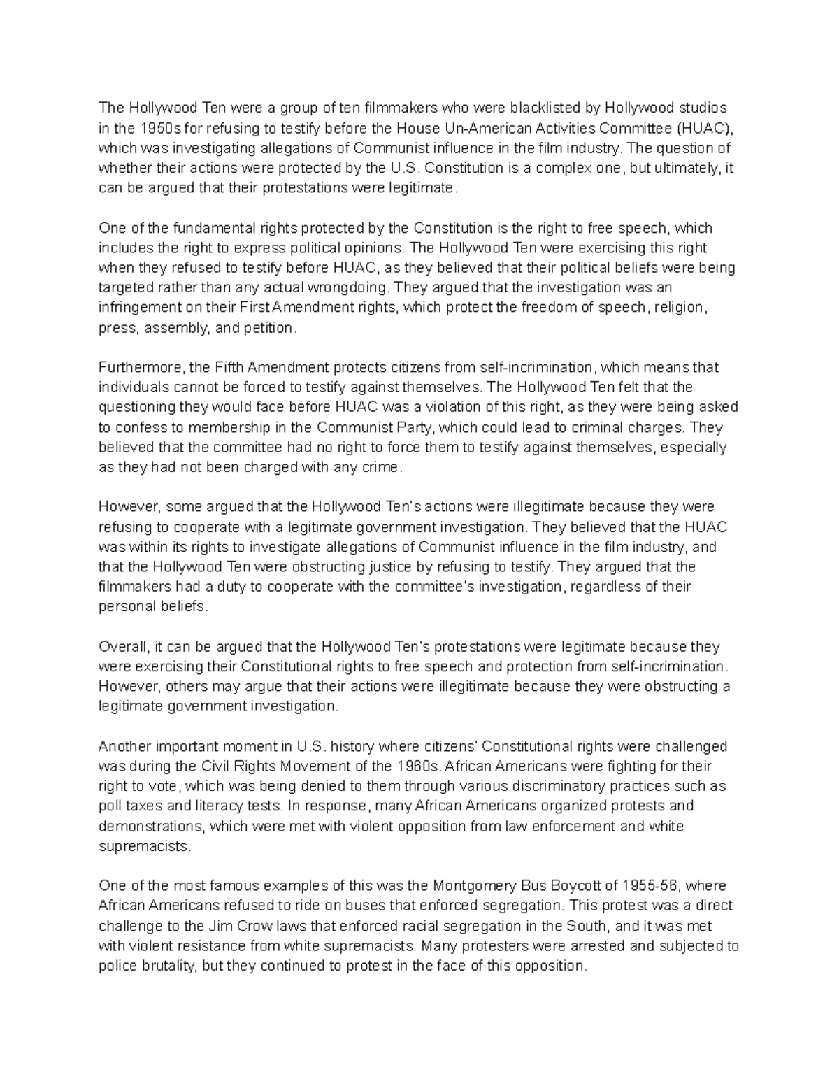 History Leaps Assignment on the Hollywood Ten - The Hollywood Ten were ...