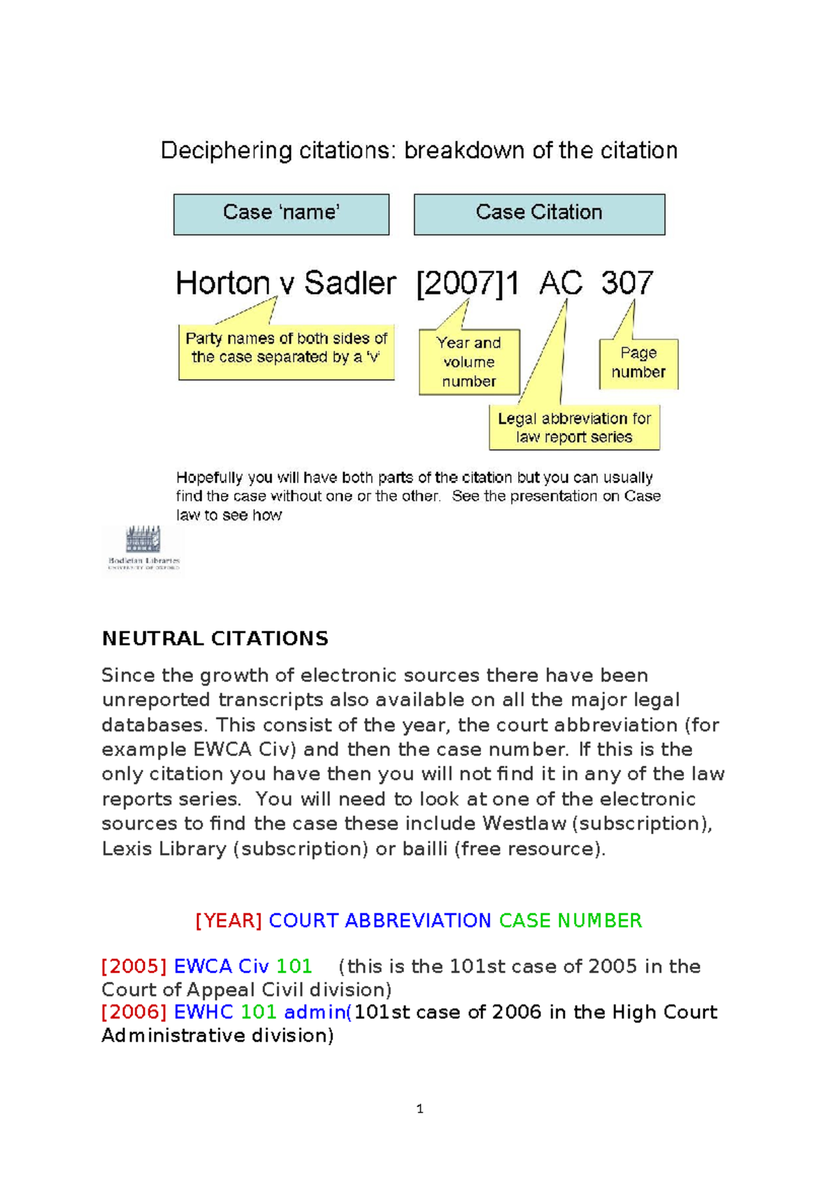 2 Case Citations: Citing Case Law in Scholarly Work Guidelines - Studocu