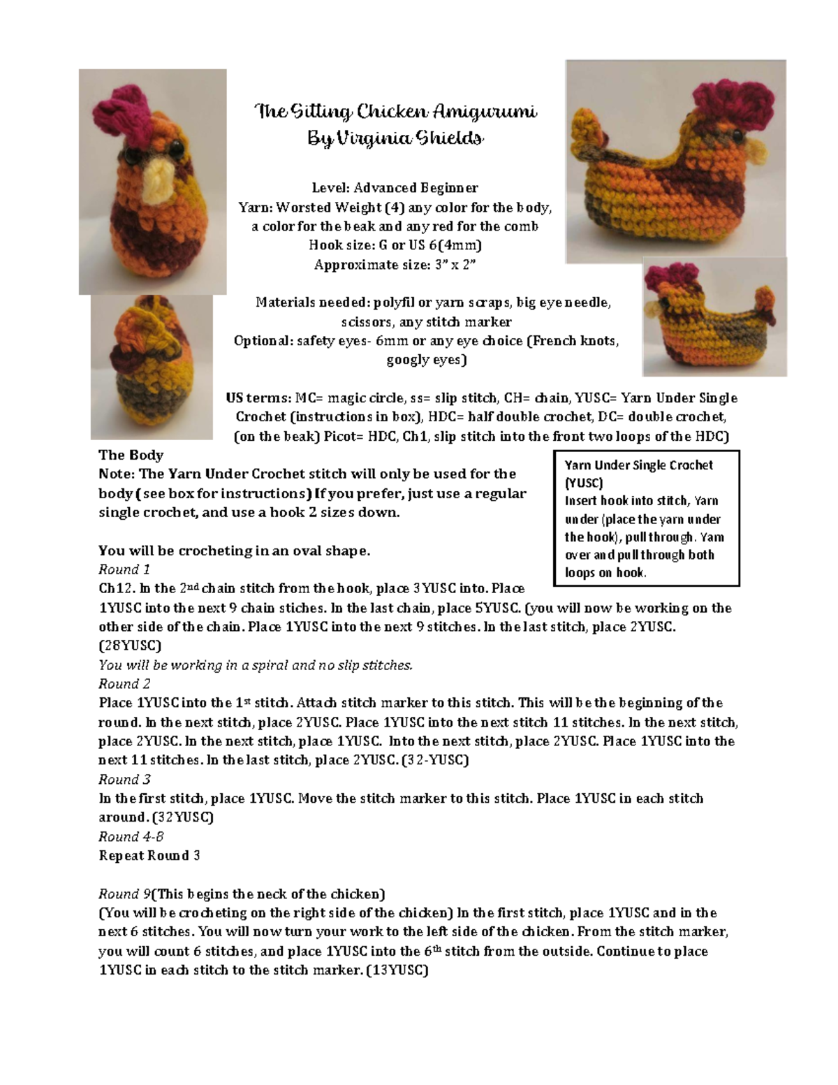 The Sitting Chicken Amigurumi Guide: Advanced Beginner Level - Studocu