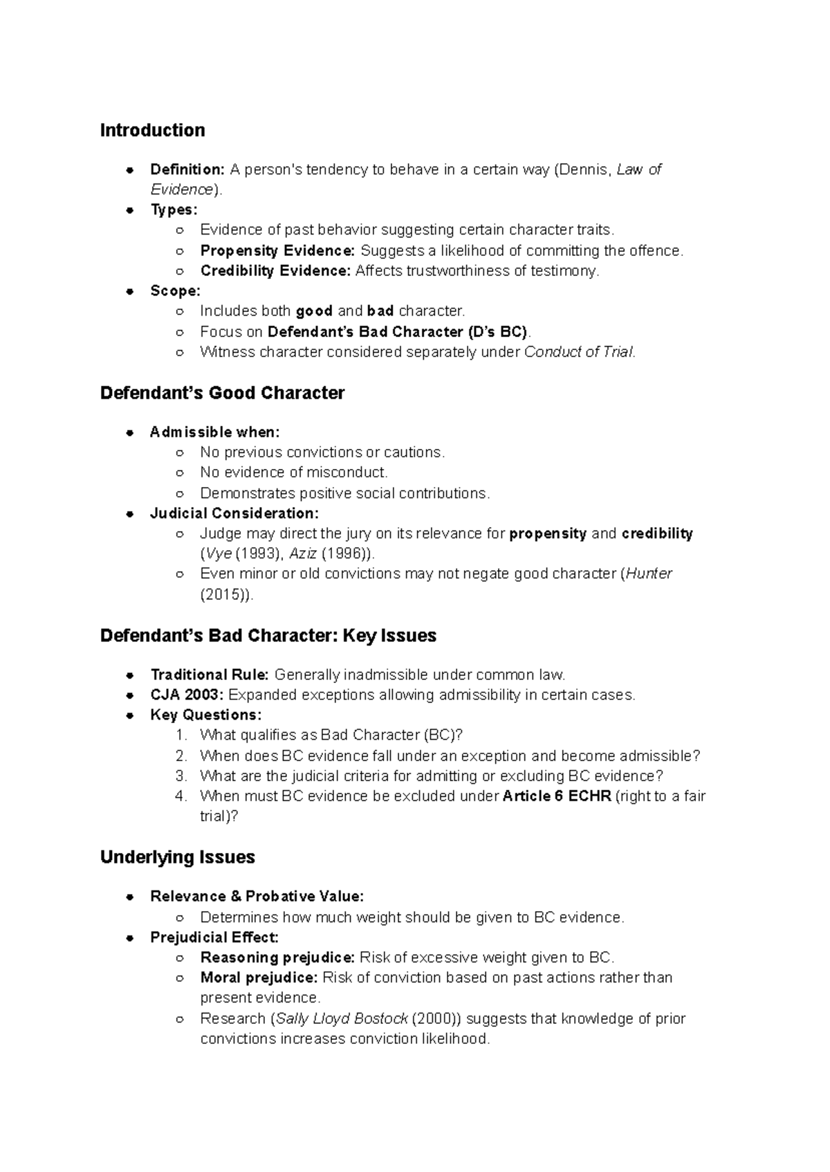CJA 2003: Understanding Bad Character Evidence in Trials - Studocu