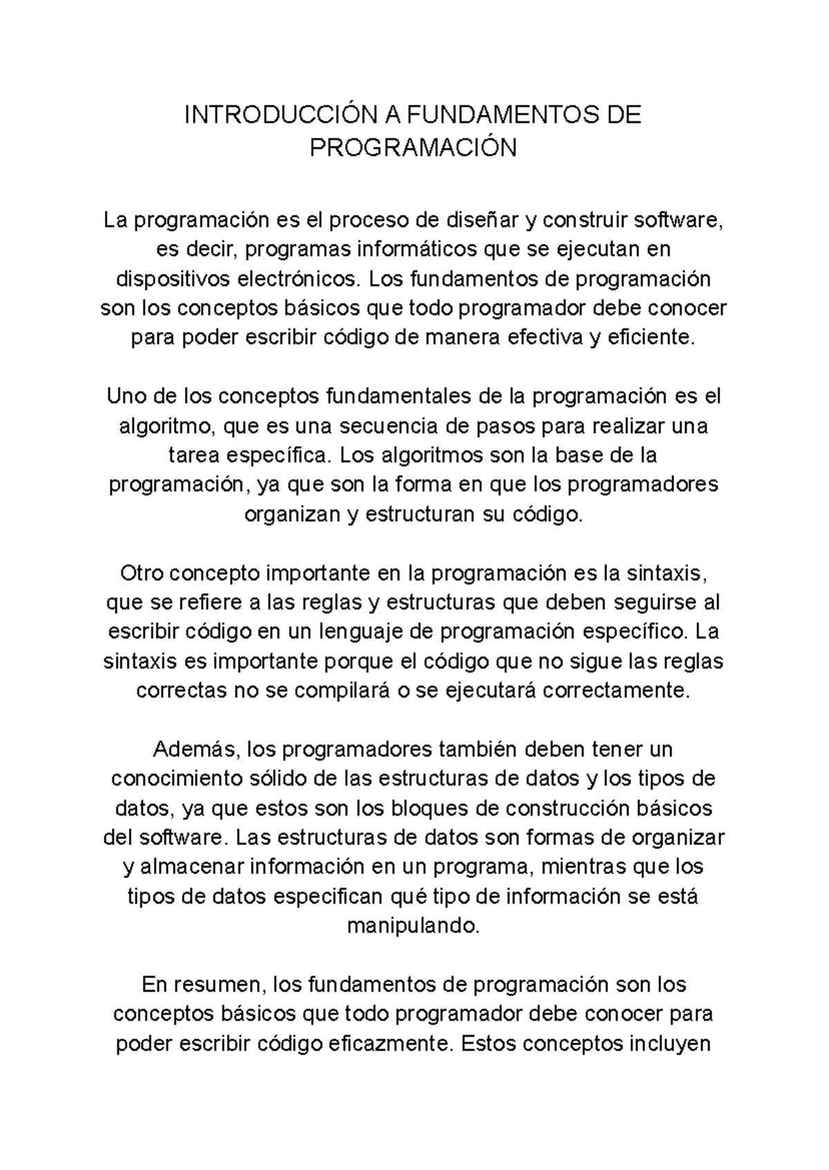 Introducción A Fundamentos DE Programación - INTRODUCCIÓN A FUNDAMENTOS ...