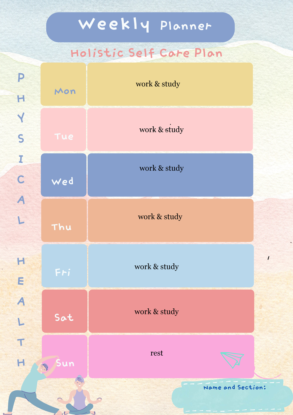 Weekly Planner: Holistic Self-Care Plan for Physical, Mental ...