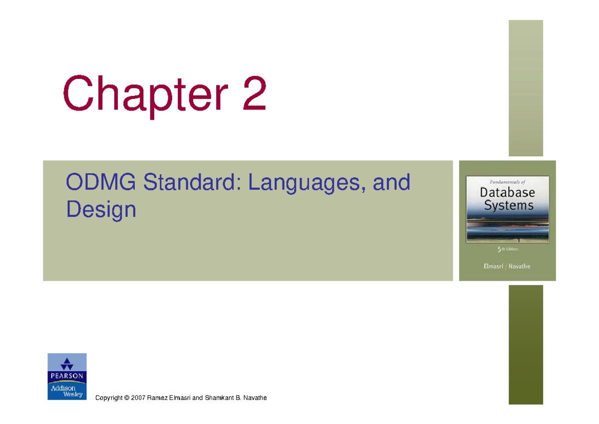 ODMG Standard: ODL and OQL Overview - Chapter 2 Notes - Studocu