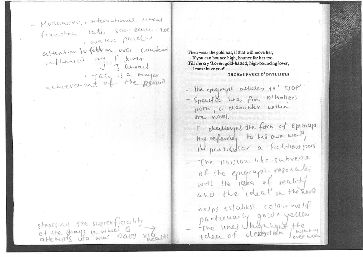 Mel N. Chapter 1 - English Notes on Modernism and The Great Gatsby ...