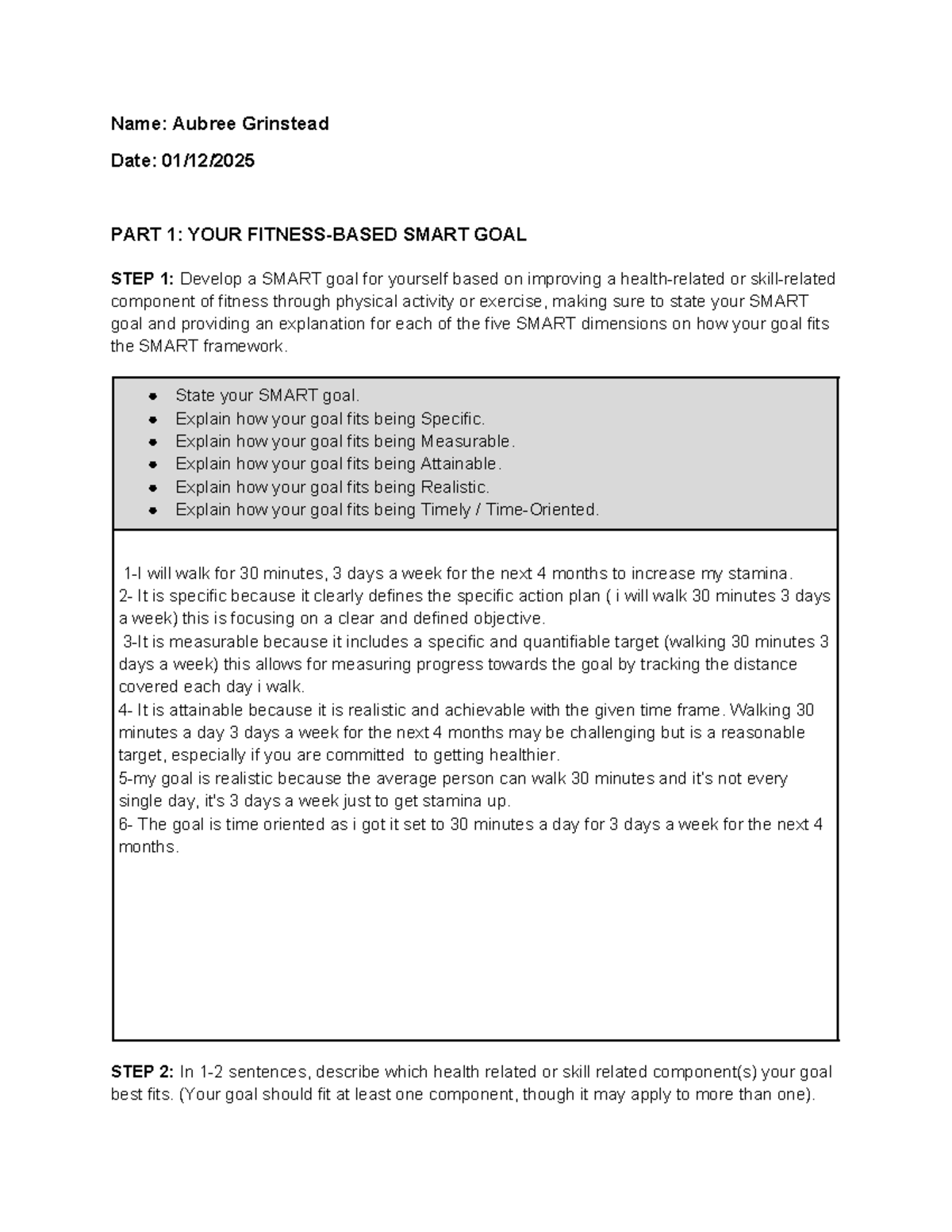 Health & Fitness SMART Goal Development Template - Touchstone 3 - Studocu