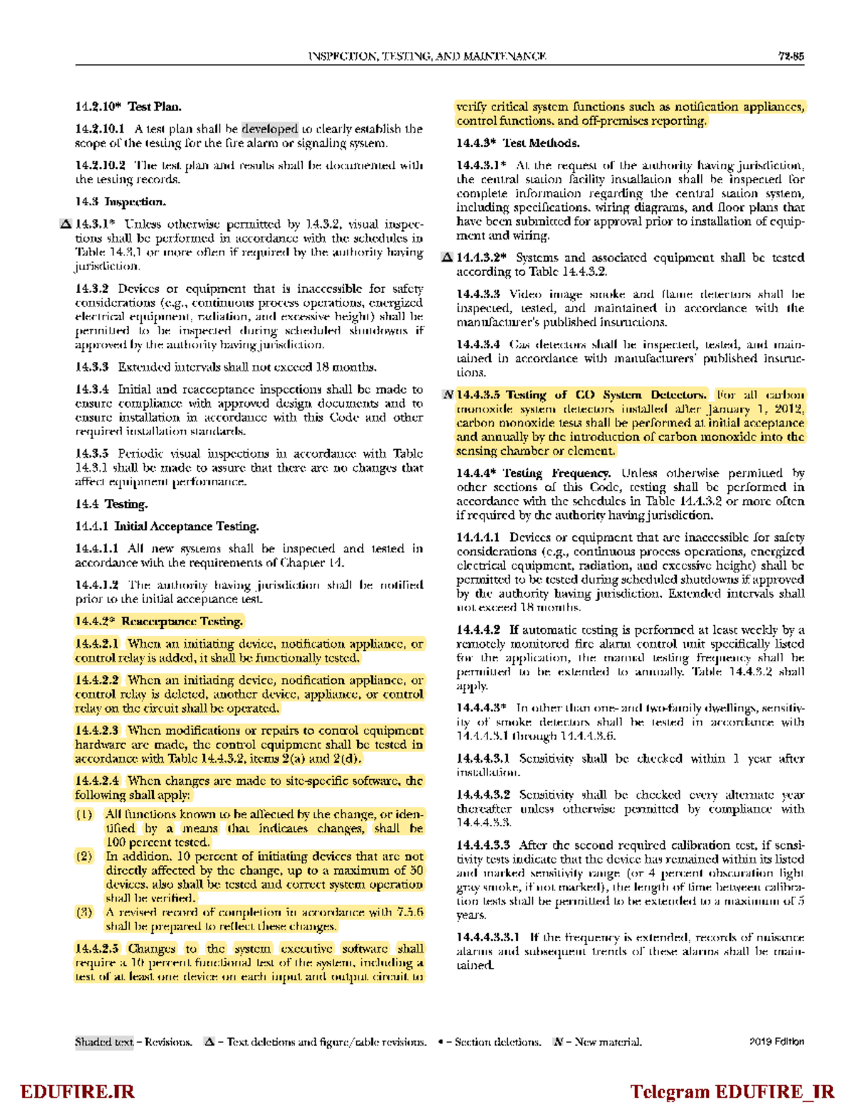 NFPA 2019 Chapter 14 - Inspection, Testing, and Maintenance Guidelines ...