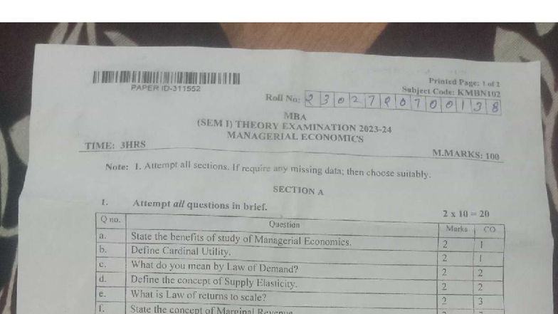 Managerial Economics Theory Exam KMBN102 - MBA Sem 1 Notes - Studocu