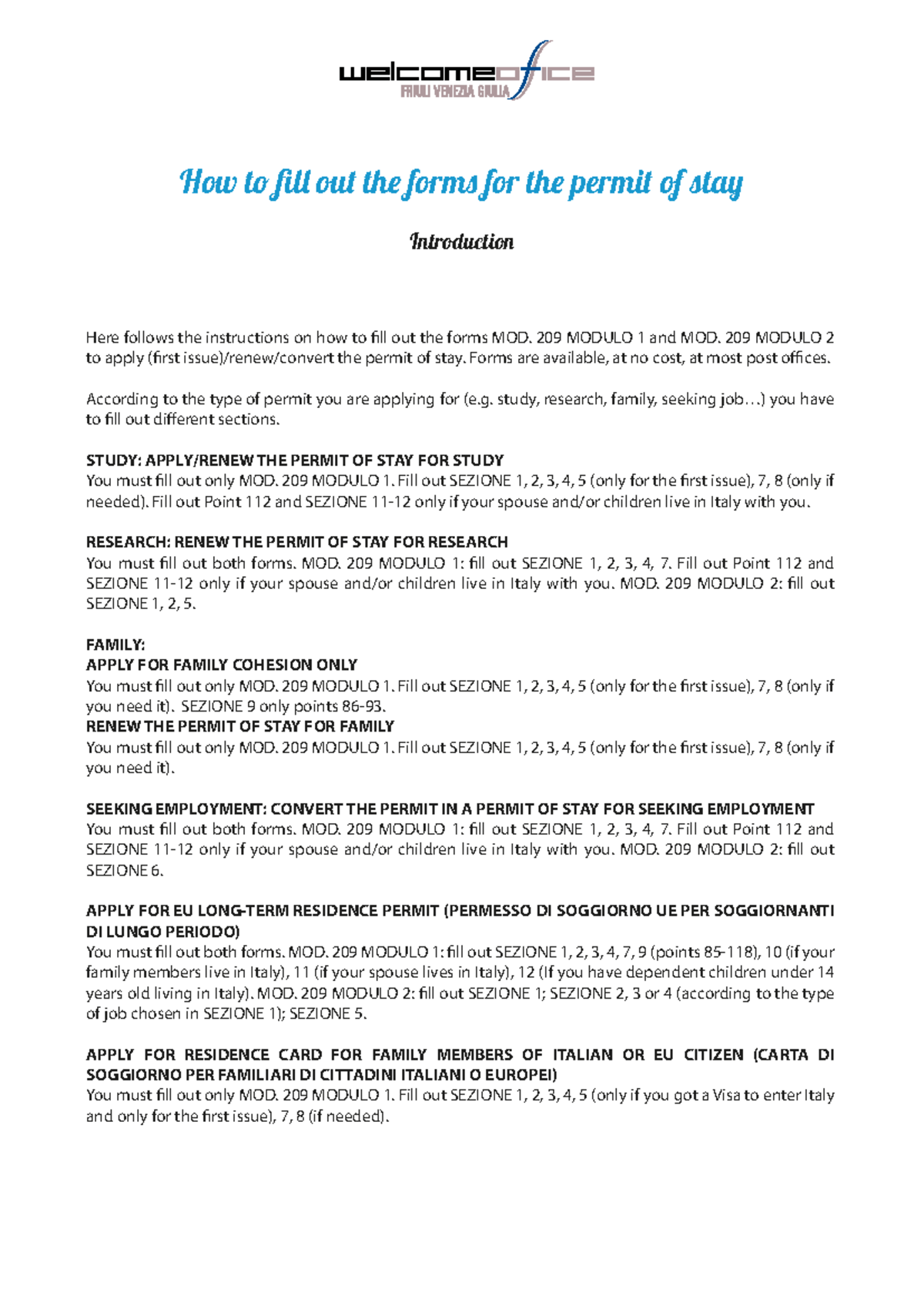 Guide to Completing MOD. 209 Forms for Permit of Stay - Studocu