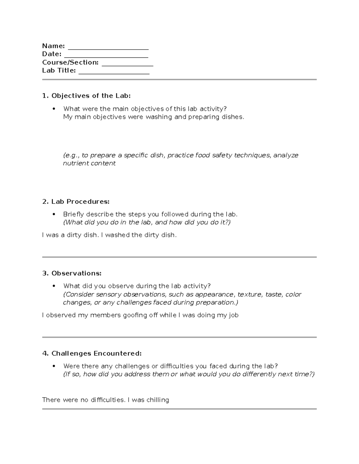 Lab Reflection Sheet (1) malachi - Name: _________________________ Date
