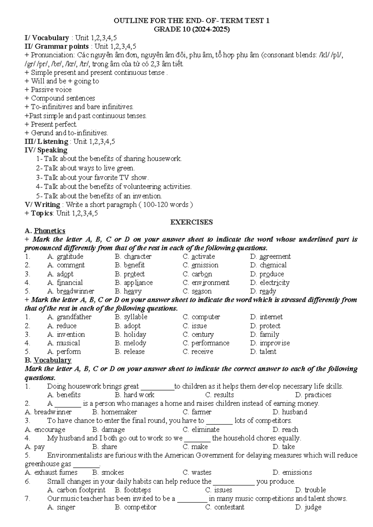 Outline-FOR-THE-END-OF-TERM-TEST-1- Grade-10 Student - OUTLINE FOR THE ...