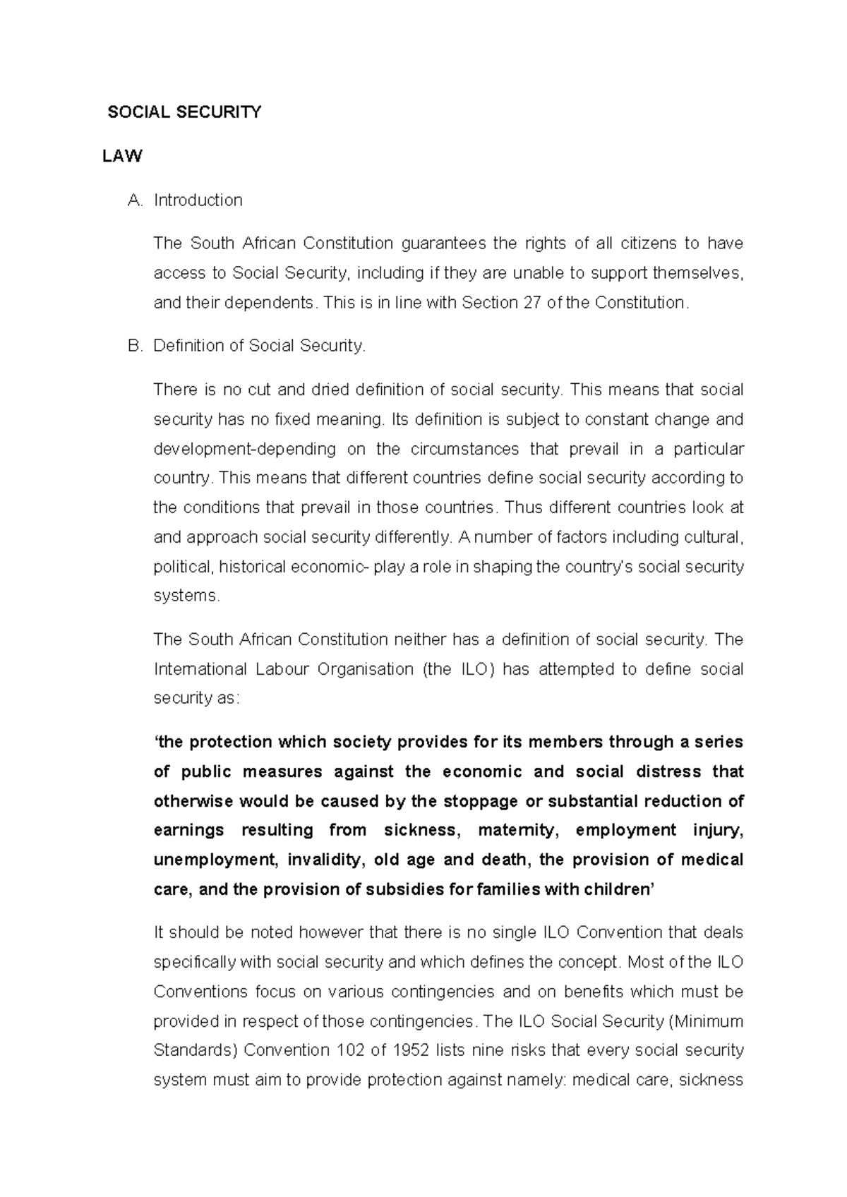 Social Security Law Overview: Key Concepts and Grants in SA (LAW-2025 ...