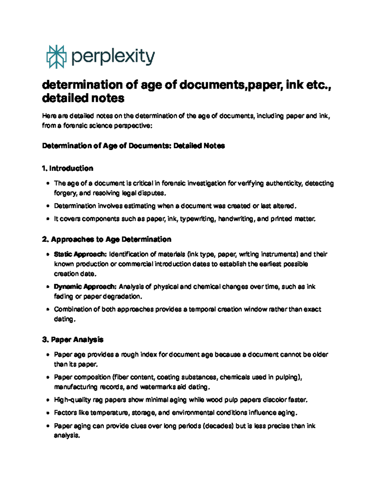 Determination of Document Age: Forensic Analysis of Paper & Ink - Studocu