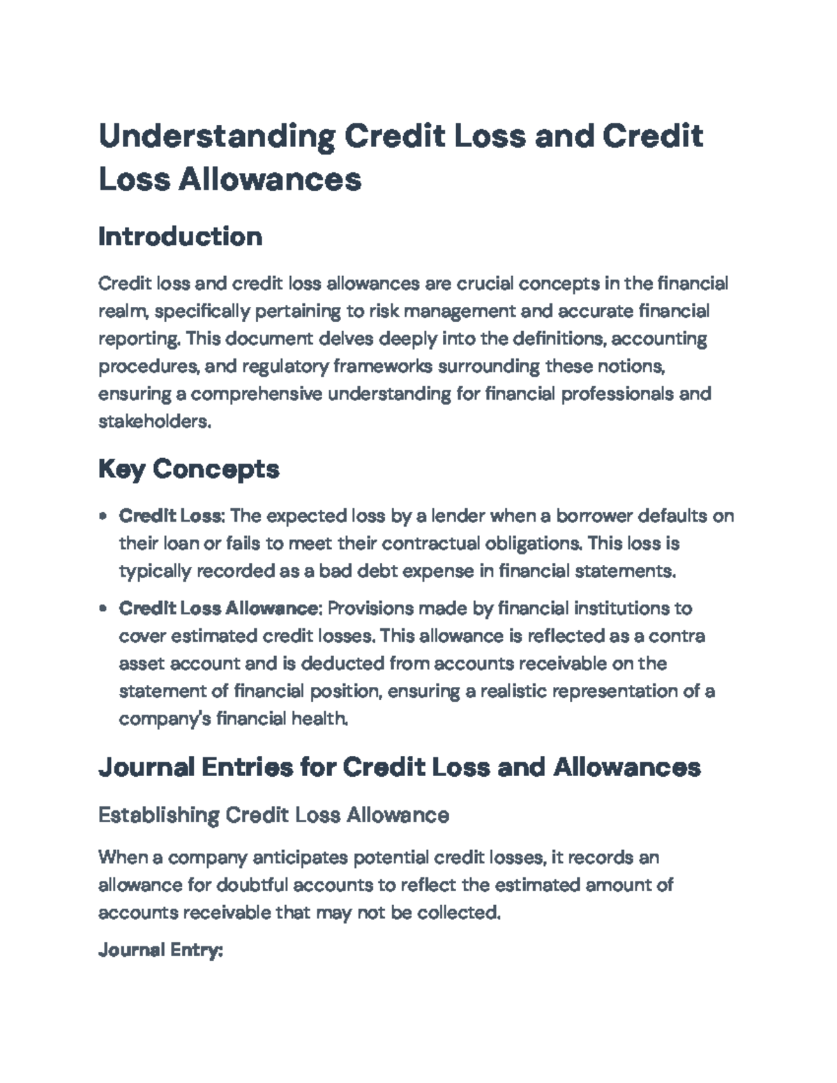 Understanding Credit Loss and Allowances in Financial Reporting ...