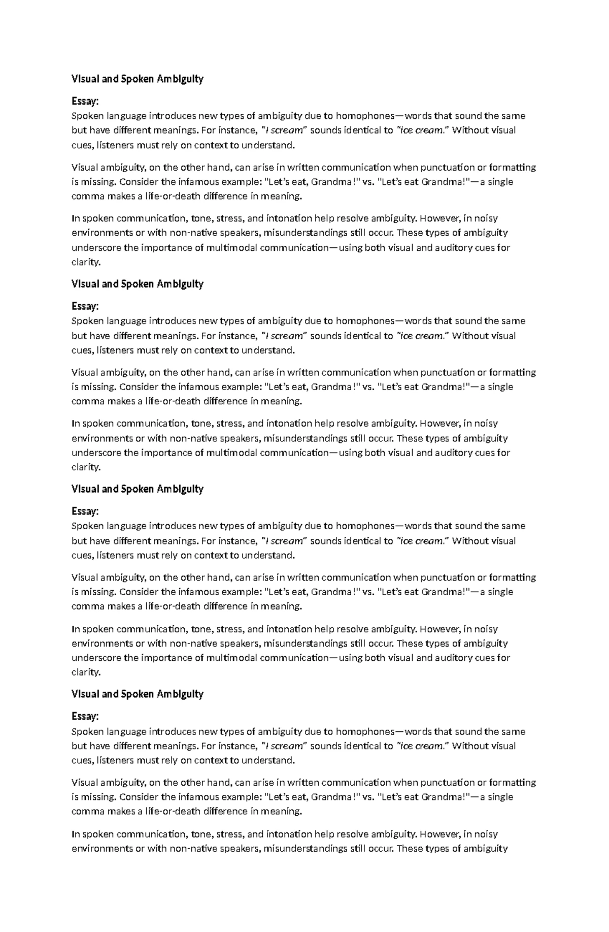 ENG 101: Lexical Ambiguity Essay - Understanding Multiple Meanings ...