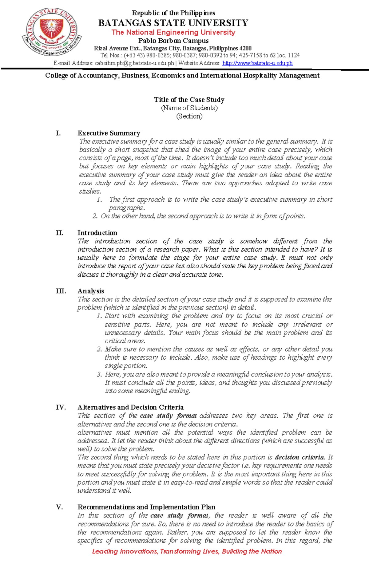 Case Study Format Guidelines for ACCT 101 Students - Studocu