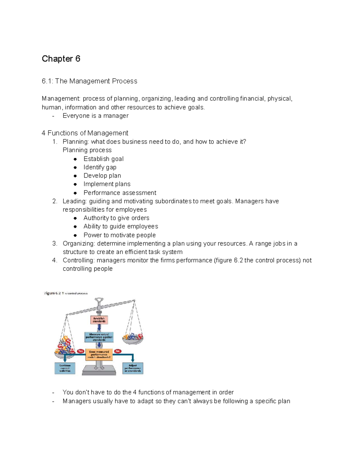 ADM 1300 - Chapter 6: The Management Process Overview - Studocu