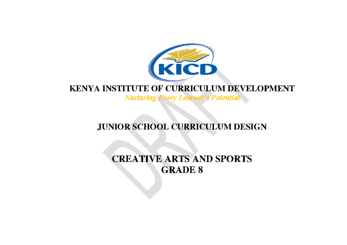 Creative Arts and Sports Curriculum Design for Grade 8 (KICD 2024 ...