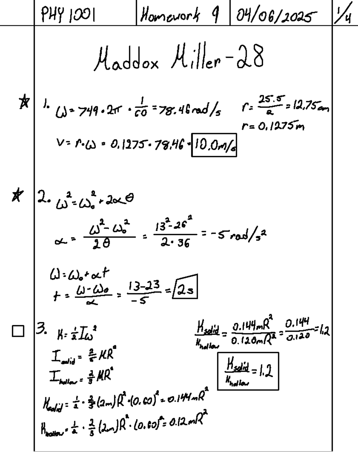 PHY 1001 physics homework assignments and solutions - Studocu