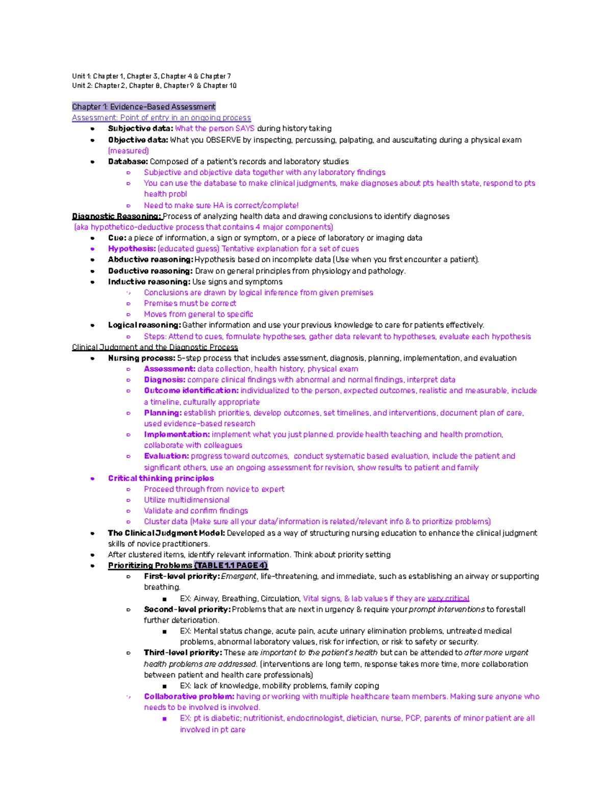 Health Assessment Exam 1 Study Guide: Key Concepts & Chapters Overview ...