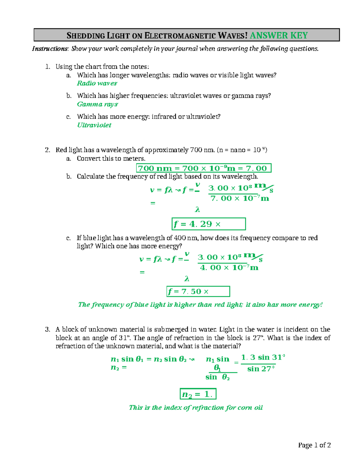 Electromagnetic Waves Practice Answer Key: ECE-101 Guide - Studocu