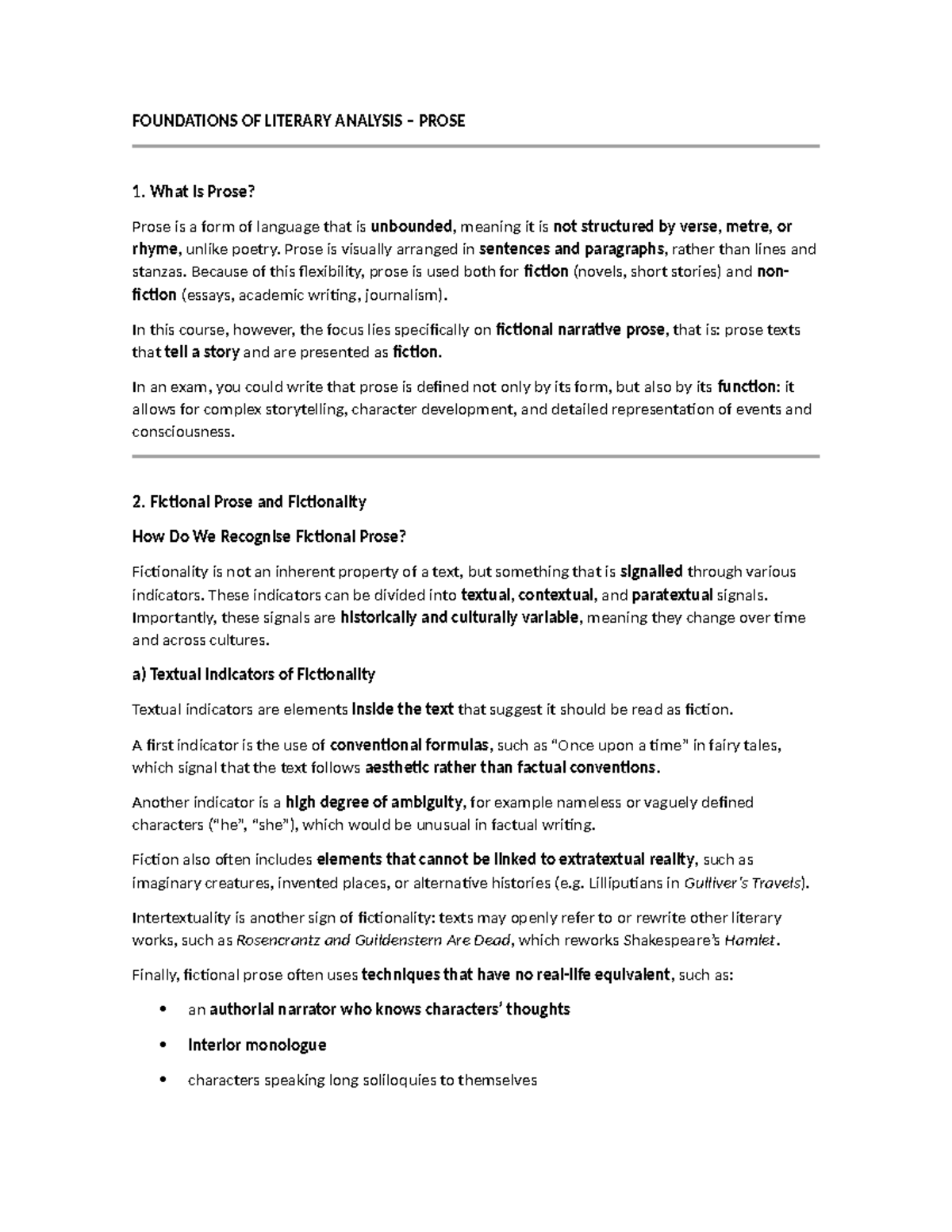 Prose Analysis Summary: Foundations of Literary Analysis (LIT 101 ...