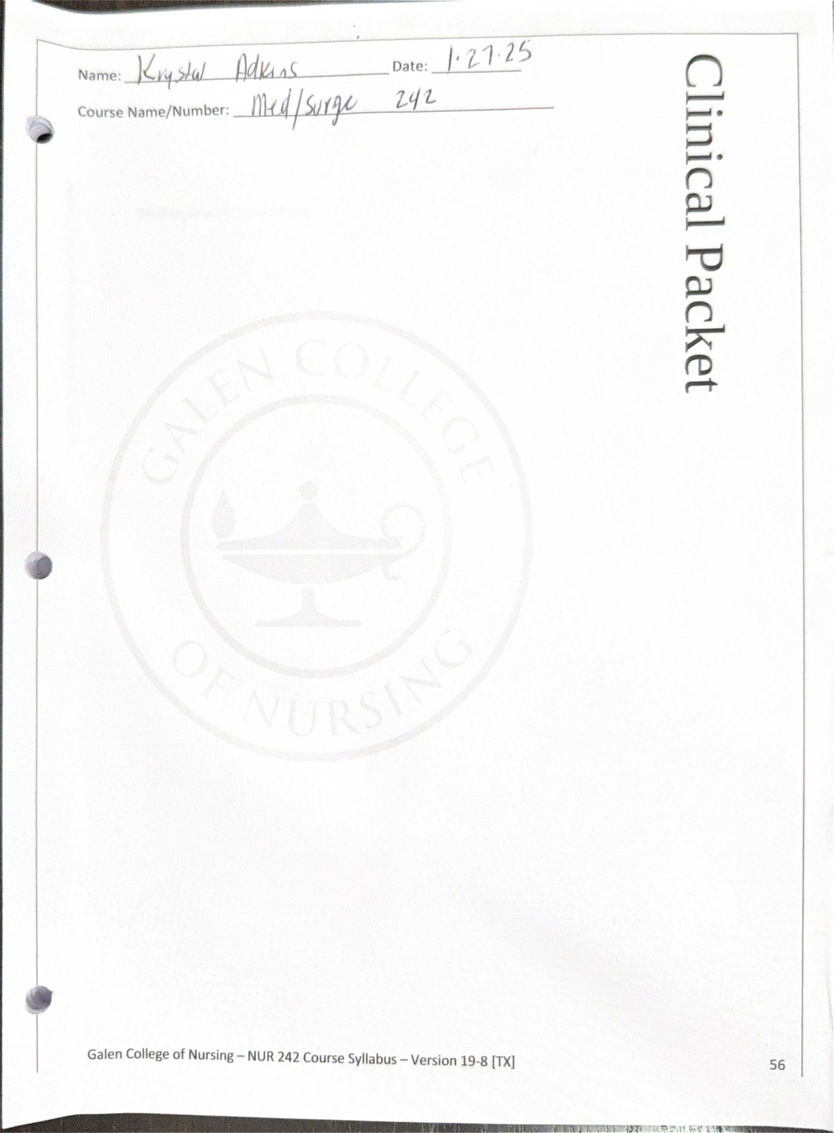 NUR 242 Clinical Packet: Acute Assessment & Patient Care Notes - Studocu