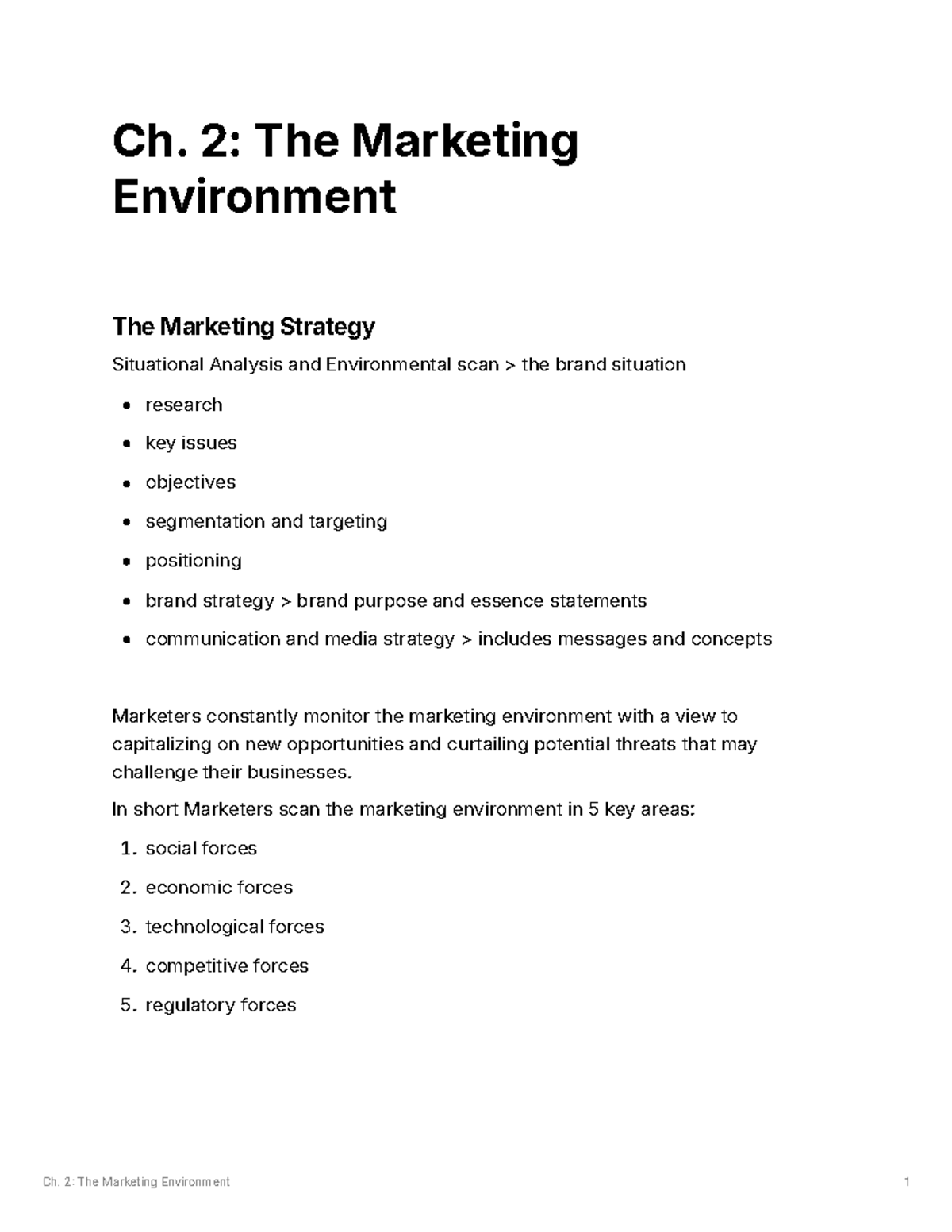 MKTG 101: Marketing Environment Analysis & Key Forces Overview - Studocu