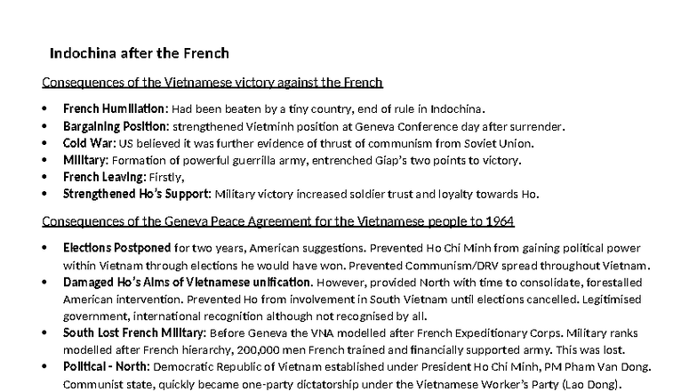 Indochina Notes: Consequences of Vietnamese Victory & US Involvement ...