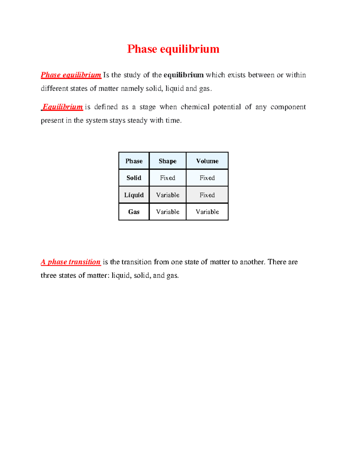 Lec7 - thermodynamic chemistry - Phase equilibrium Phase equilibrium Is ...