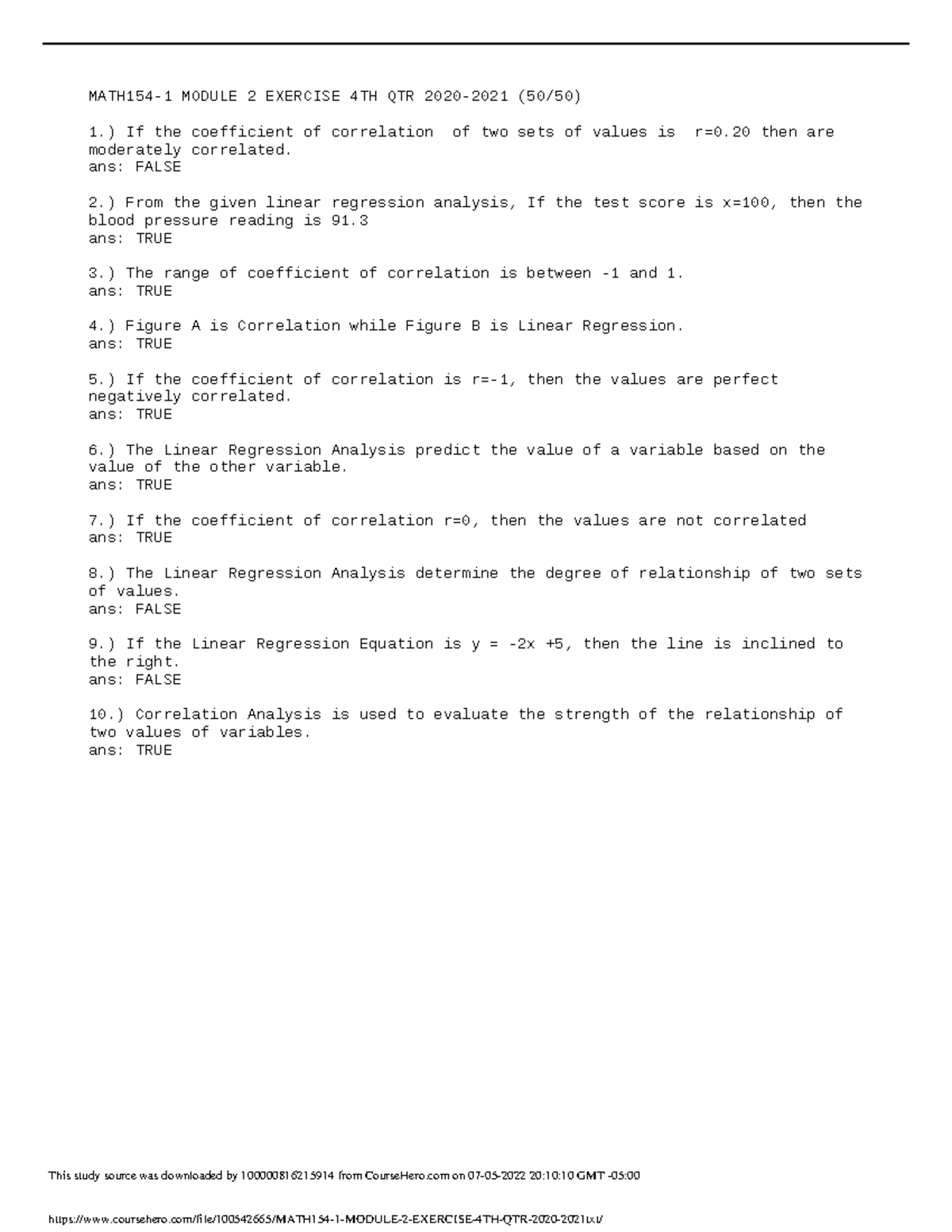 MATH154 1 Module 2 Exercise 4TH QTR 2020 2021 - MATH154-1 MODULE 2 EXERCISE 4TH QTR 2020-2021 ...