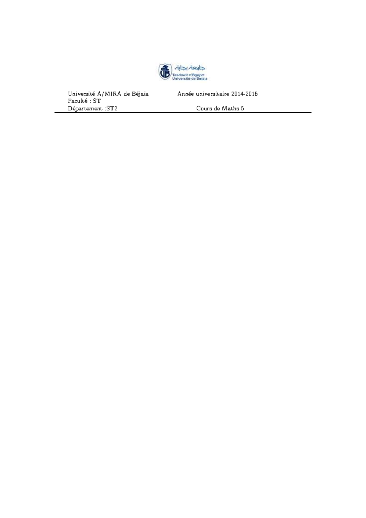 Résumé du Cours de Maths 5 : Nombres Complexes et Intégrales (ST2 ...