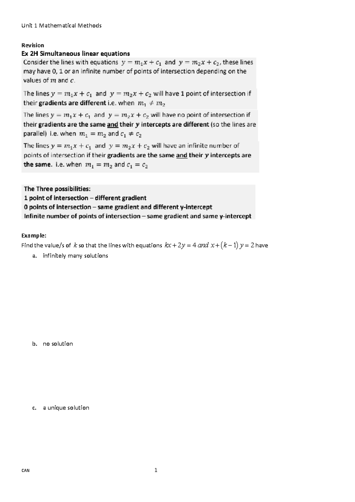 1MM Ch 2 & 3 Class Notes: Simultaneous Equations & Quadratics - Studocu