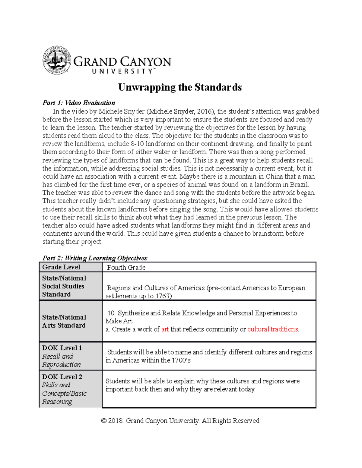 ELM 351 T1 Unwrapping the Standards Chart - Unwrapping the Standards ...