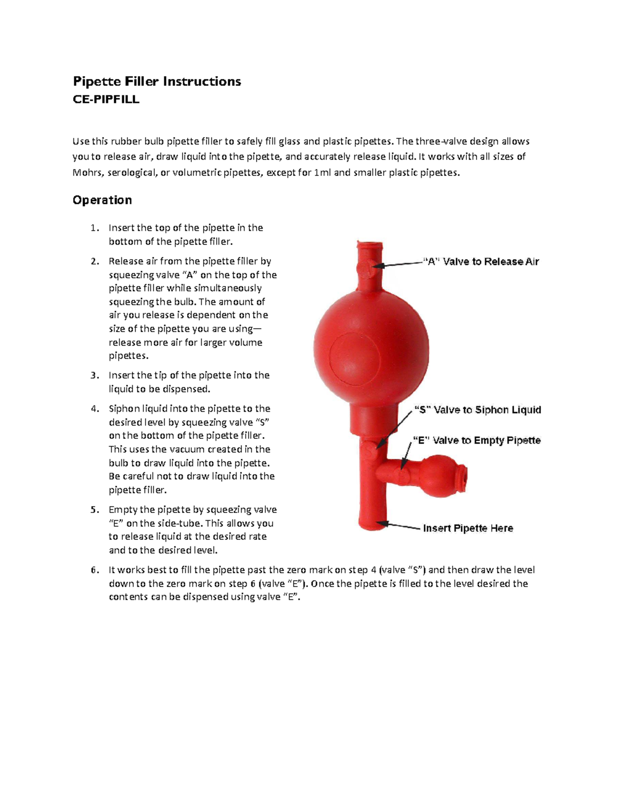 CE-Pipette Filler Instructions: Safe Use & Operation Guide - Studocu