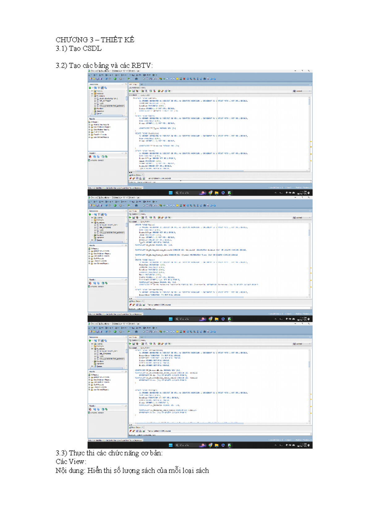 Noi dung bao cao Oracle - hthrrtbh - CHƯƠNG 3 – THIẾT KẾ Tạo CSDL Tạo ...