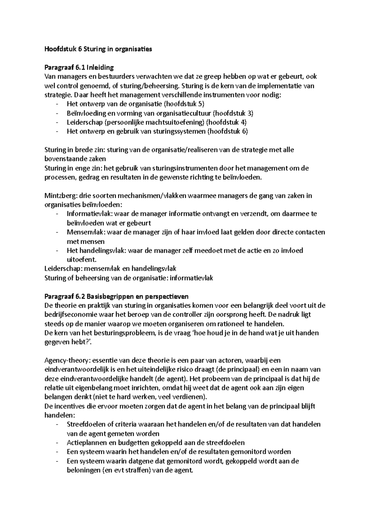 Hoofdstuk 6: Sturing in Organisaties en de Impact op ...