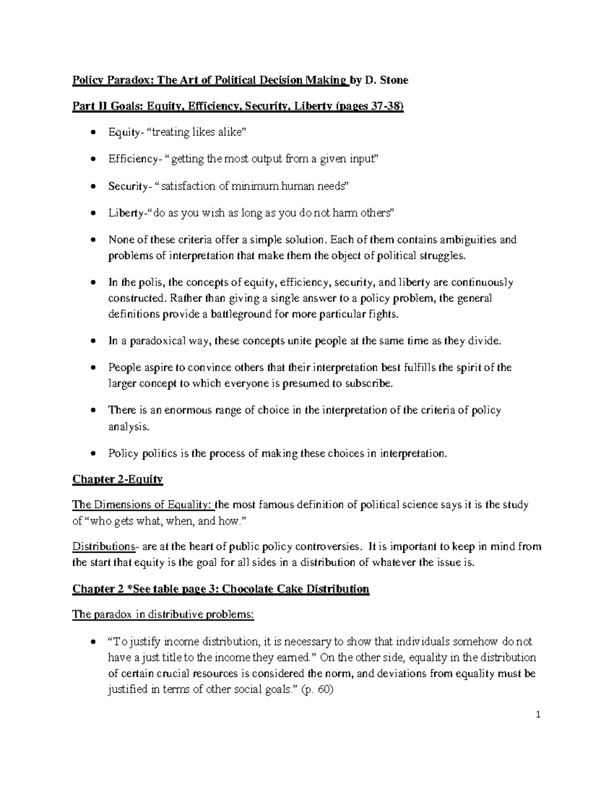 Policy Paradox The Art of Political Decision Making - Stone Part II ...