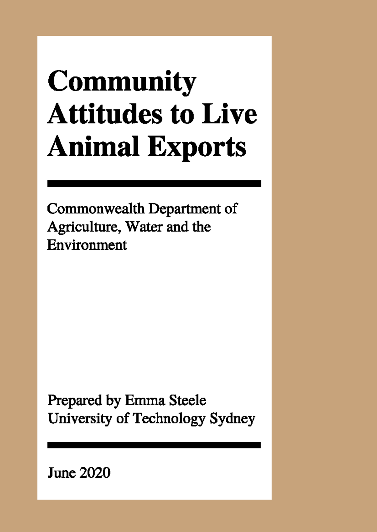 COMMUNITY ATTITUDES TOWARDS LIVE ANIMAL EXPORTS: A SYSTEMATIC REVIEW ...