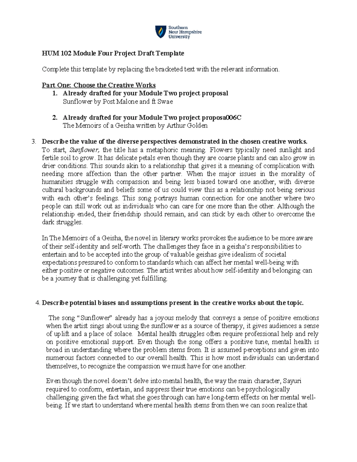 HUM 102 Module 5 Project Draft: Exploring Identity & Humanities - Studocu