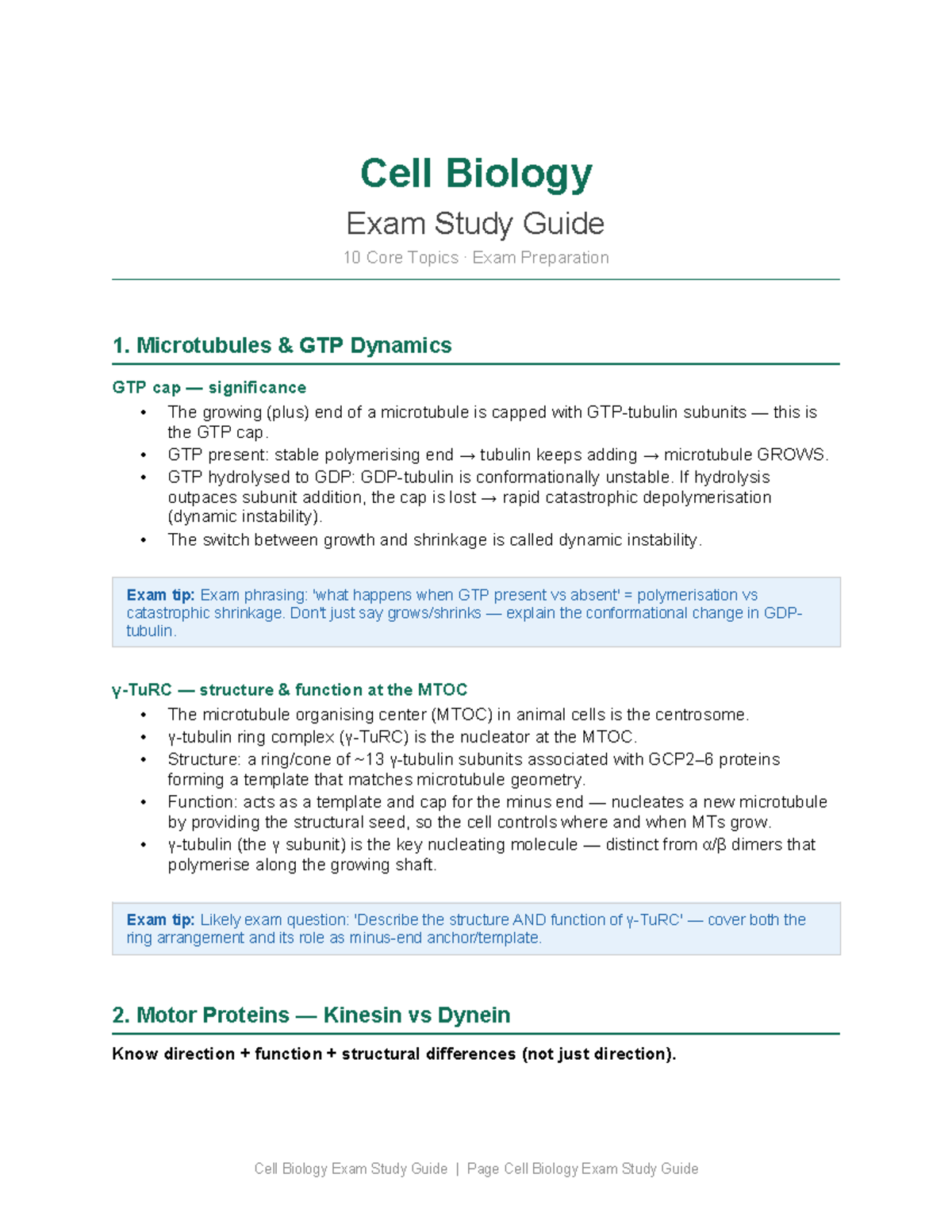 Cell Biology Exam Study Guide: Key Concepts and Exam Tips - Studocu